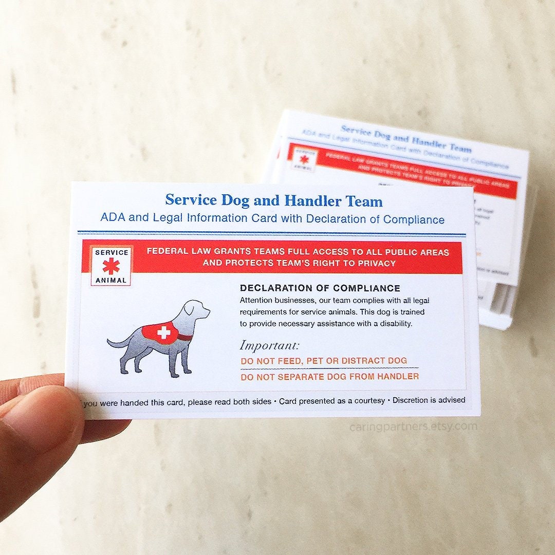 ADA Law Cards for Service Dogs Declaration of Compliance | Etsy