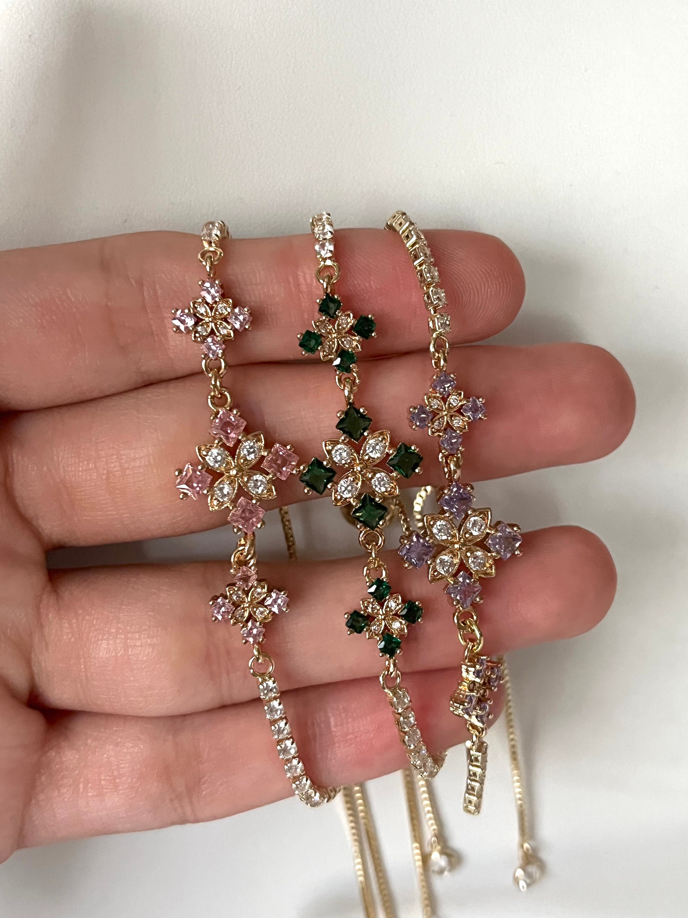 Gorgeous Adjustable Gem Bracelet (giselle Set) - Etsy