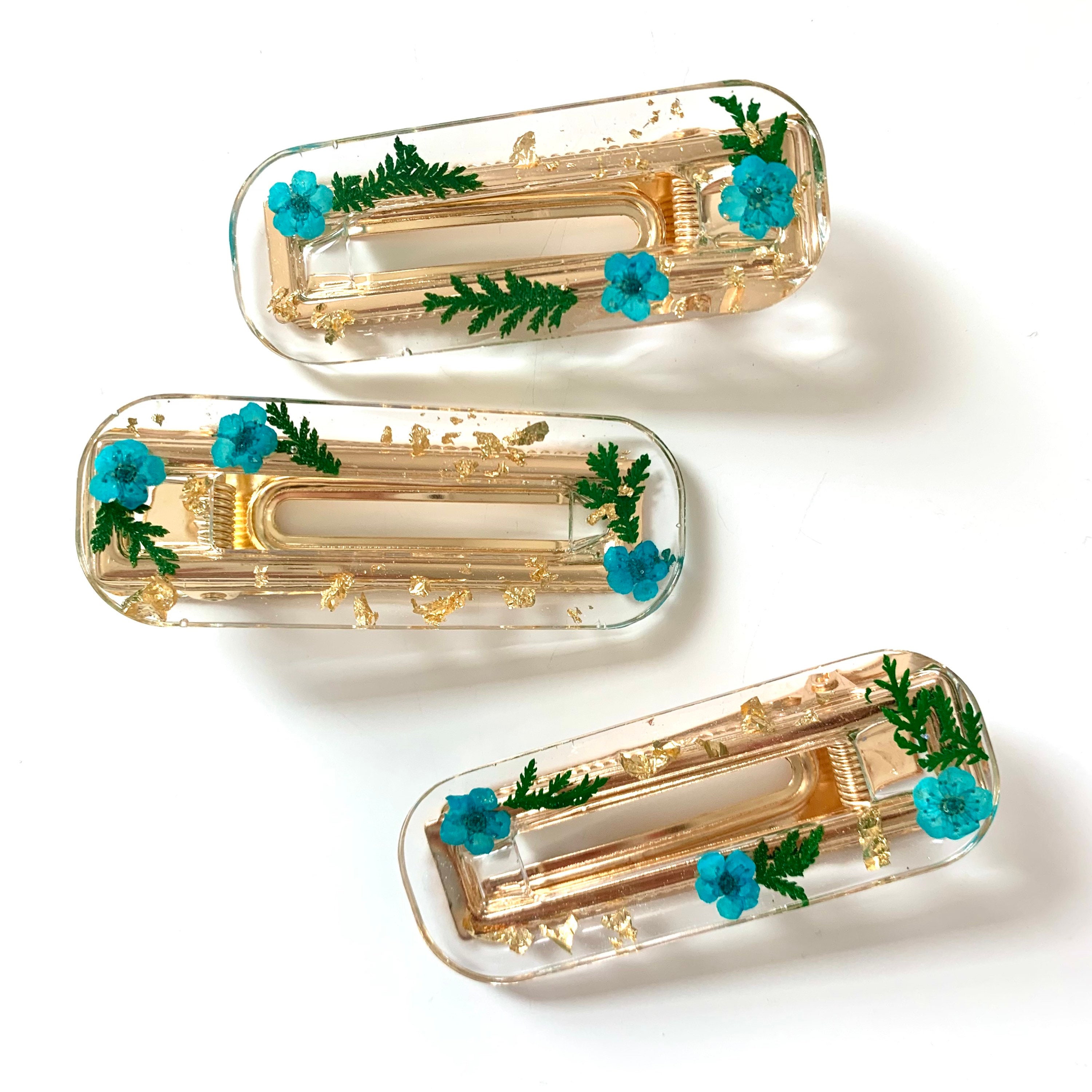 Dainty resin hair clips customizable sets of 3 | Etsy