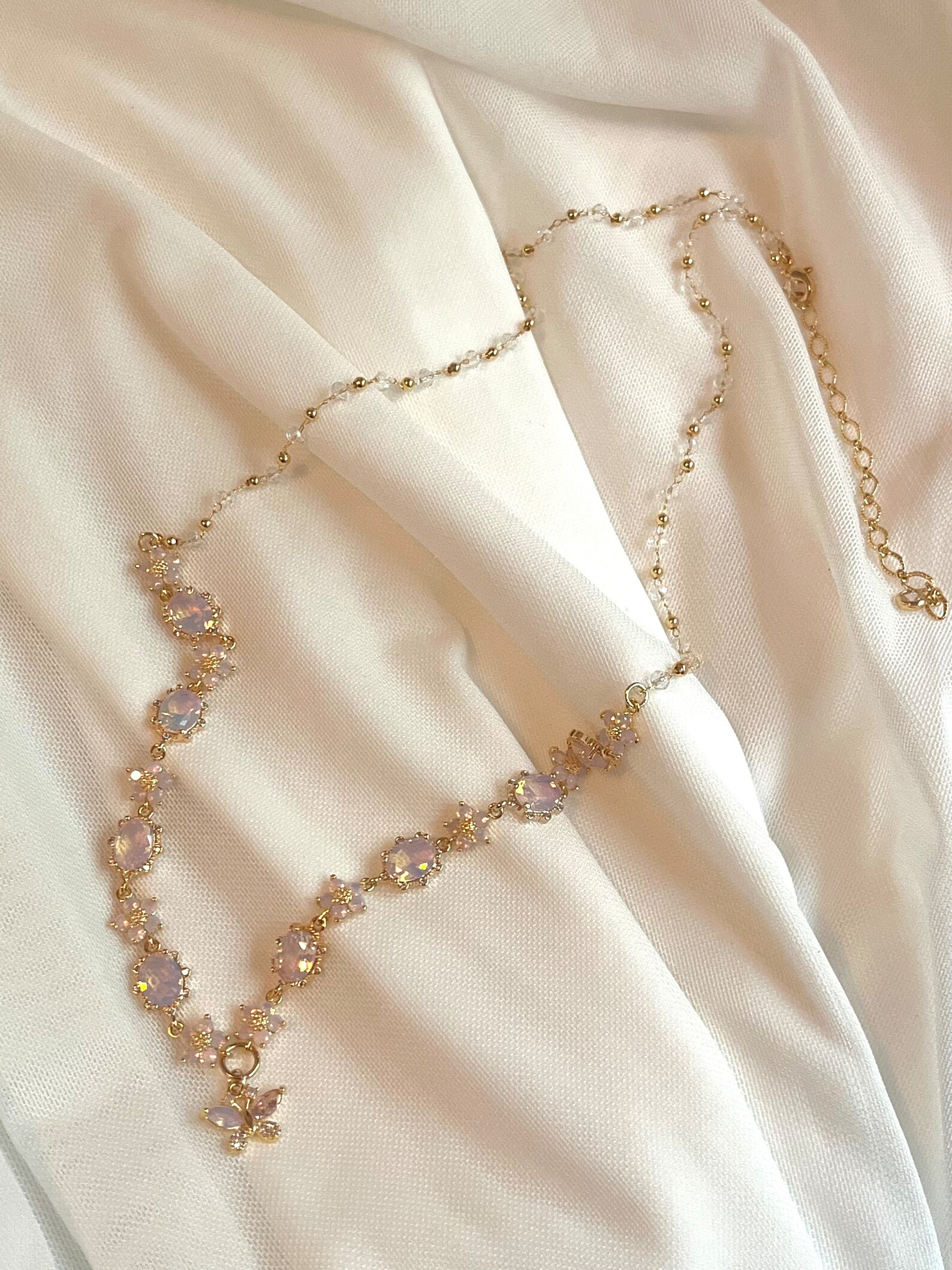 Pastel Pink Crystal Fairy Butterfly Necklace With Earrings - Etsy