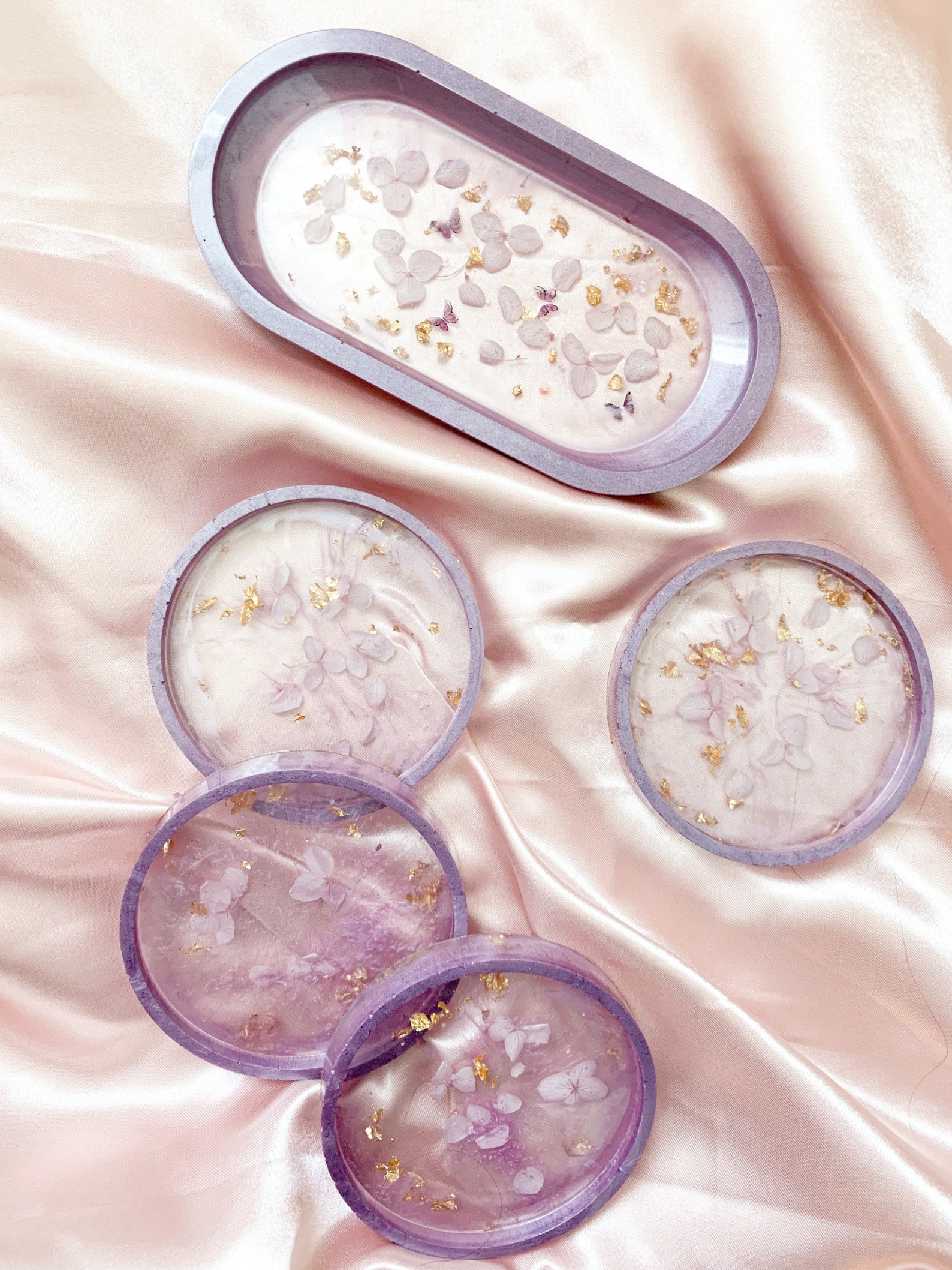 Pretty Purple Resin Trinket Dish/tray With Pressed Flowers - Etsy