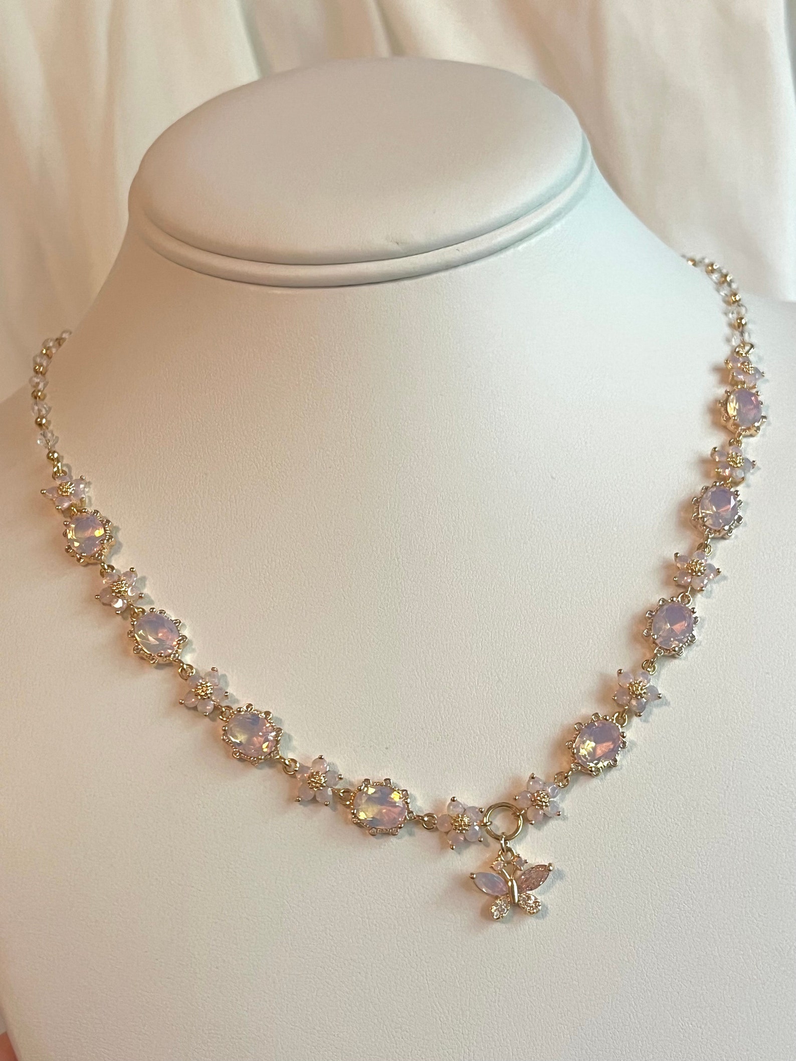 Pastel Pink Crystal Fairy Butterfly Necklace With Earrings - Etsy