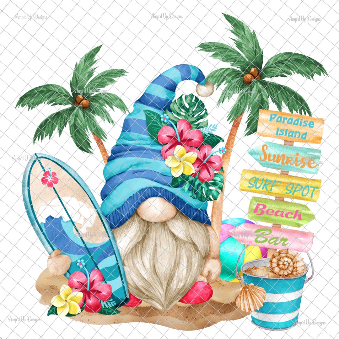 Beach Gnome PNG, Digital Download, Sublimation, Summer Gnomes, Gnome ...