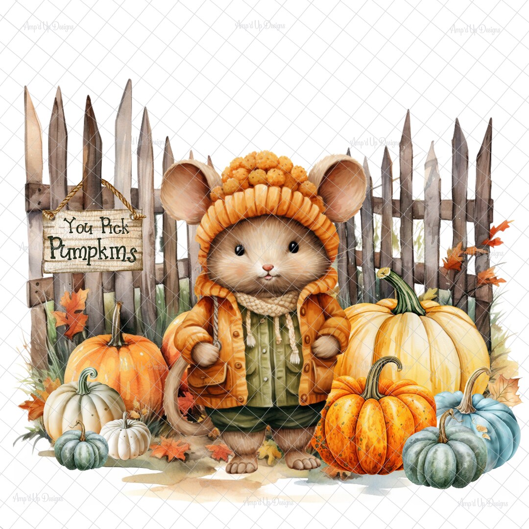Fall Mouse PNG, Digital Download, Sublimation, Pumpkins, Mouse Image ...