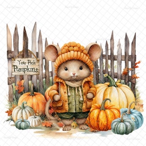 Fall Mouse PNG, Digital Download, Sublimation, Pumpkins, Mouse Image ...
