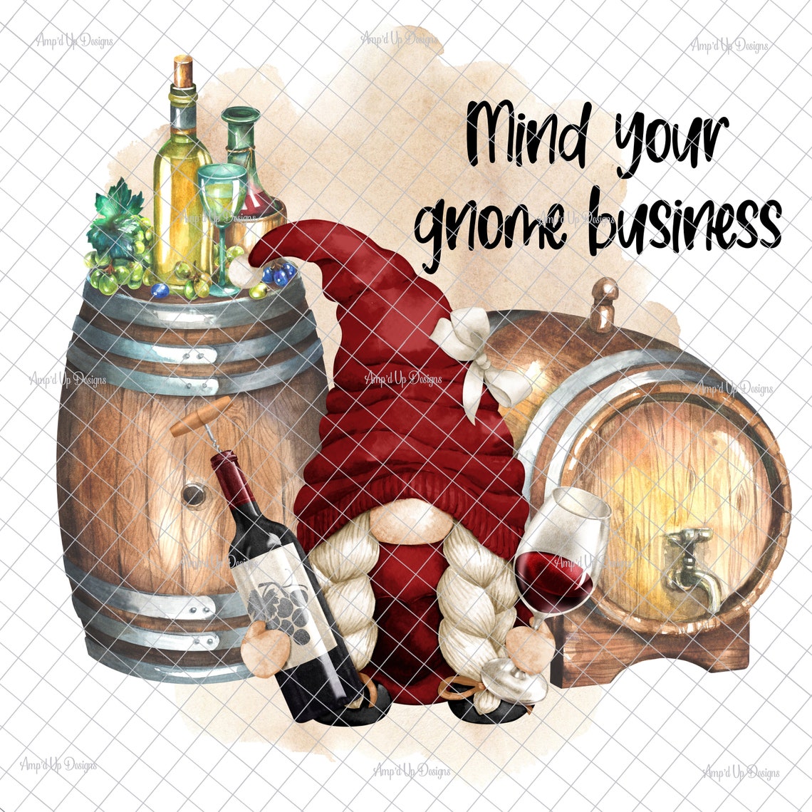 Mind Your Gnome Business PNG, Wine Gnome Decal, Sublimation, Digital ...