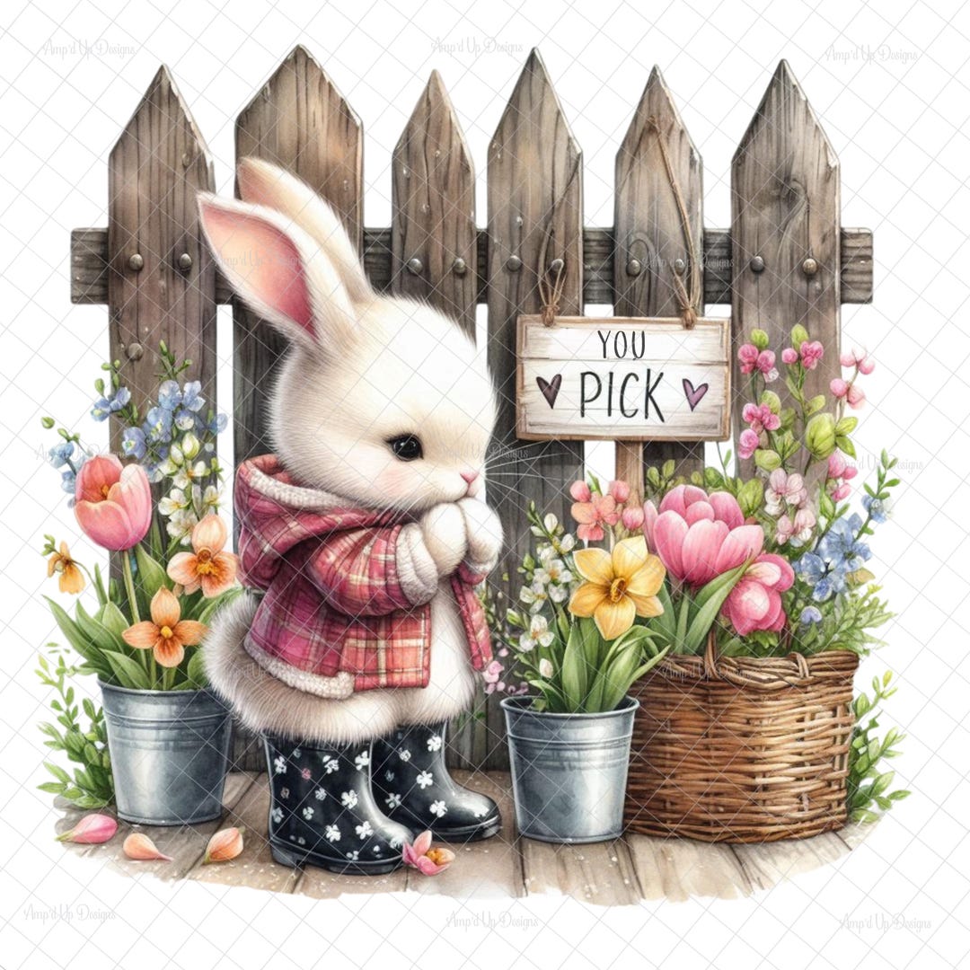 Spring Bunny PNG, Digital, DTF, Sublimation, Spring Decal, Spring ...