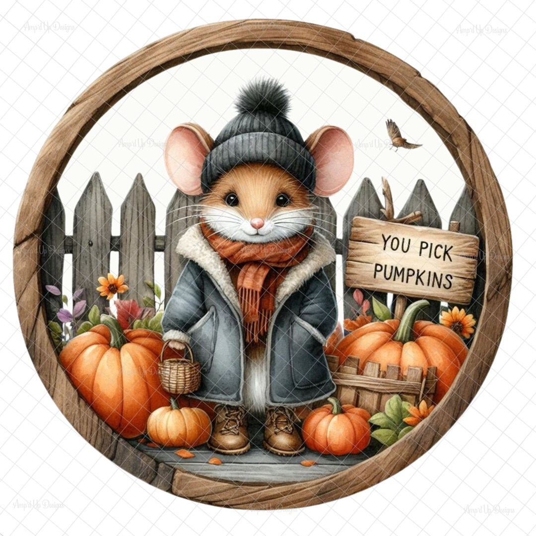 Fall Mouse PNG, Digital Download, Sublimation, Pumpkins, Mouse Image ...