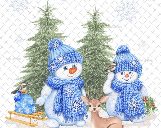 Winter Blues Snowman - Etsy
