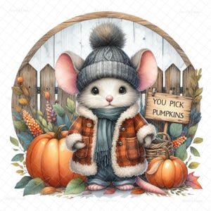 Fall Mouse PNG, Digital Download, Sublimation, Pumpkins, Mouse Image ...