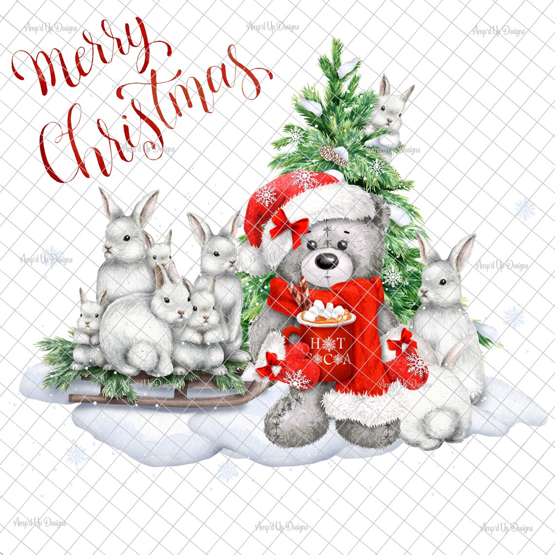 Merry Christmas Bunny PNG Christmas PNG Digital Christmas - Etsy
