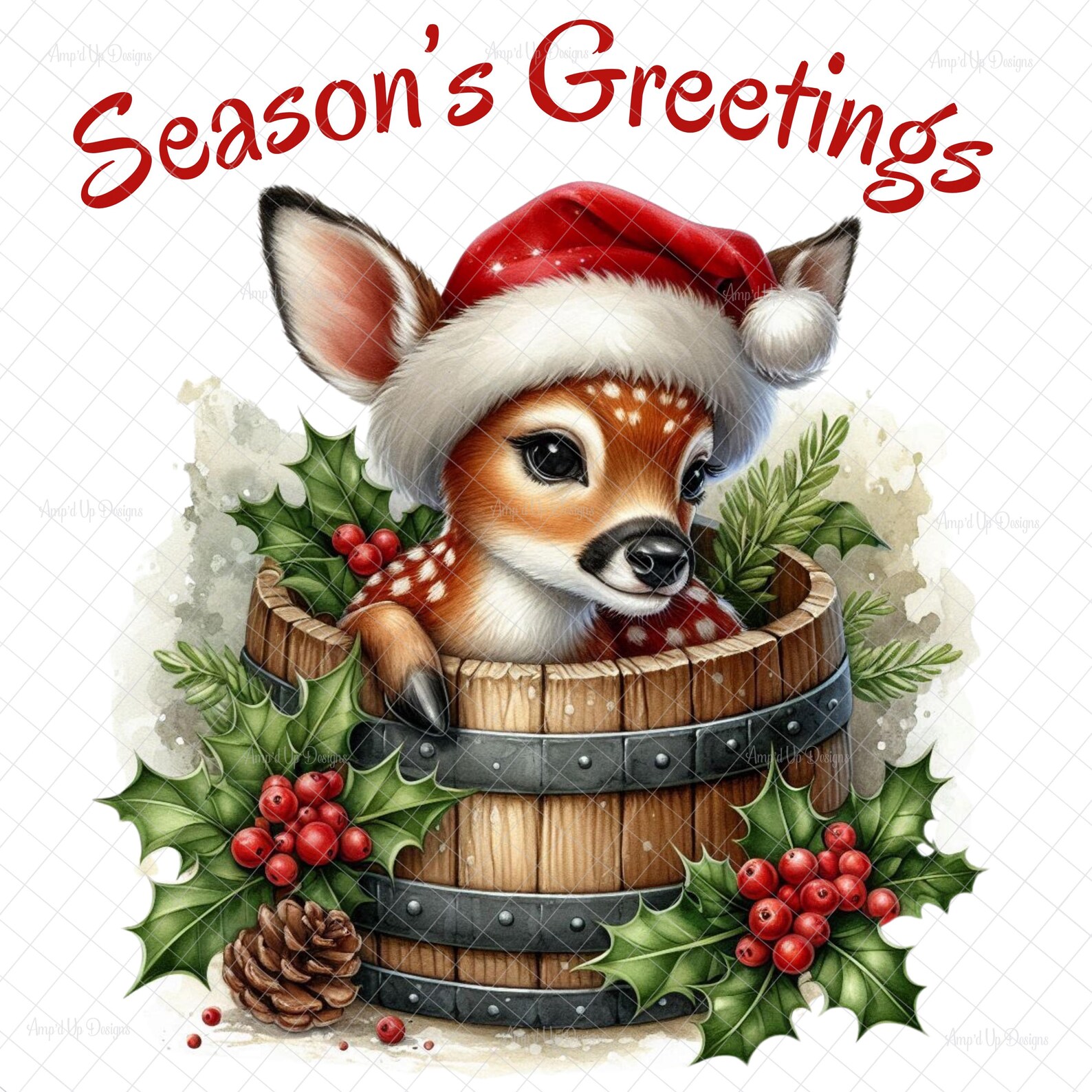 Christmas Fawn PNG, Digital, Door Hanger, Deer Images, Winter Deer ...