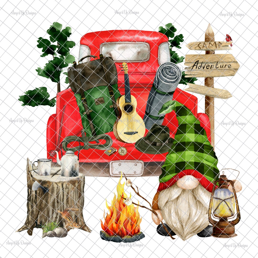 Camping Gnome Clear Laser Printed Waterslide Image, Camping Gnome Decal ...