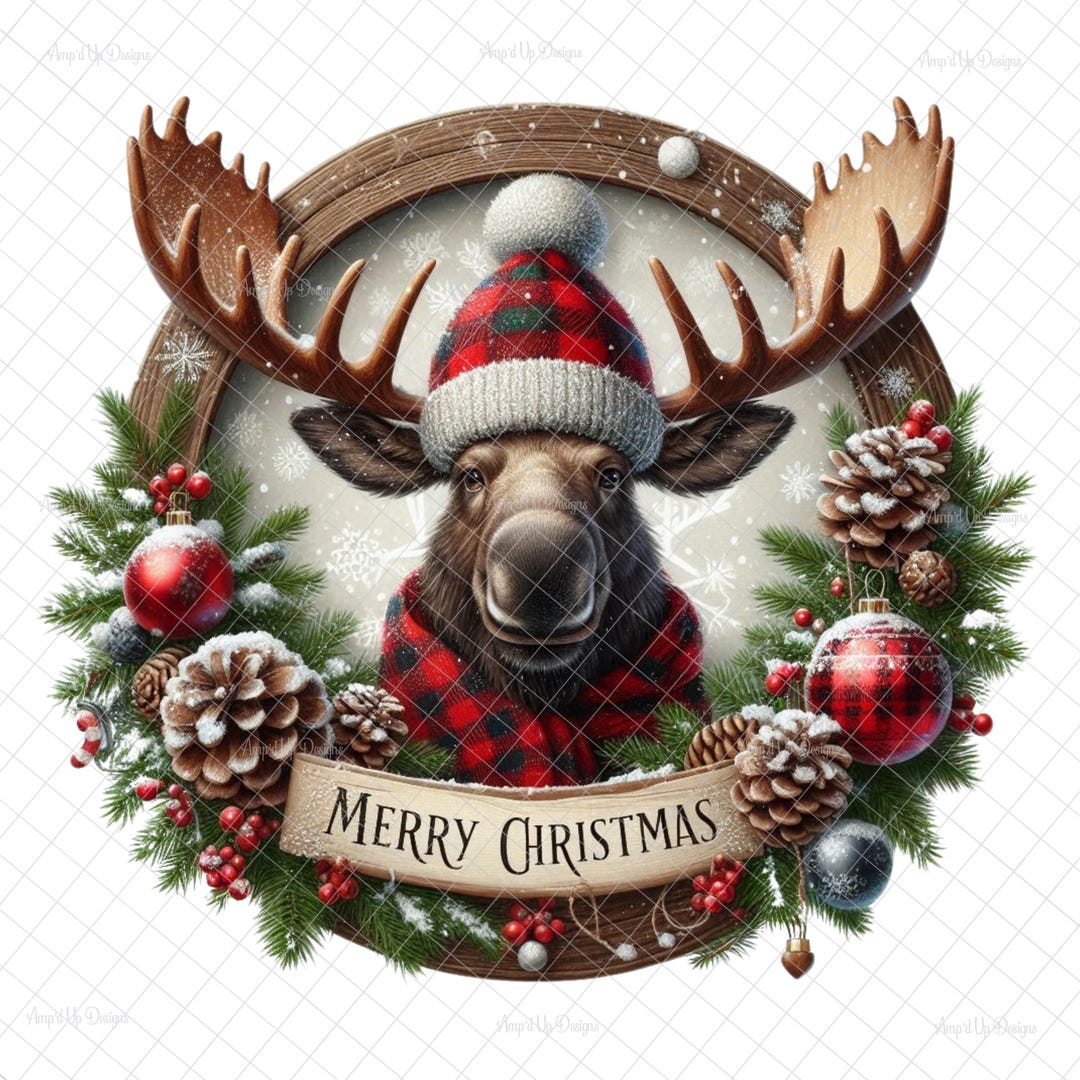 Christmas Moose PNG, PNG Graphics, Digital Download, Door Hanger ...