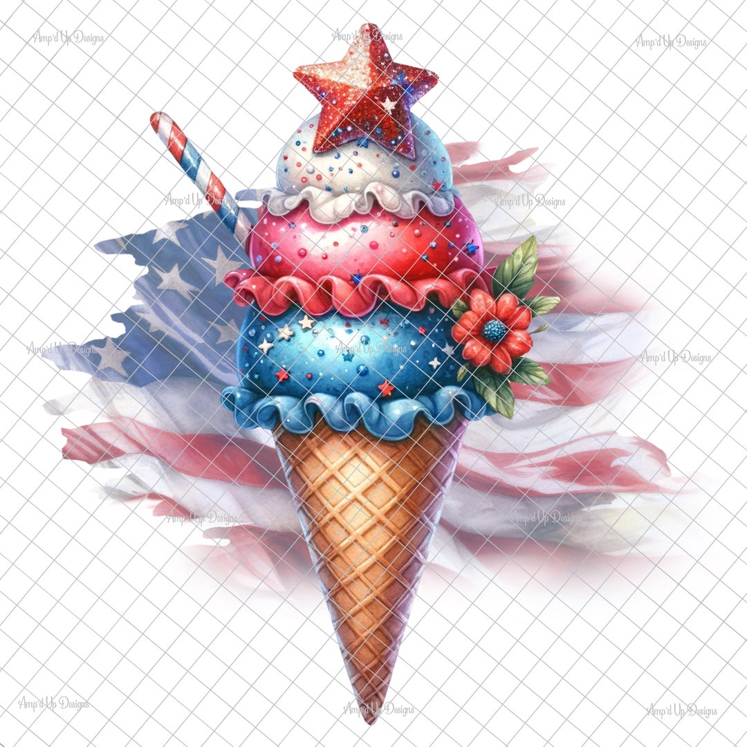 Patriotic Ice Cream PNG, Digital Download,ice Cream Tumbler, Decal ...