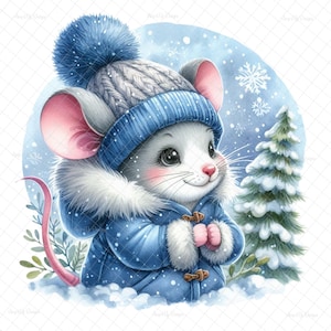 Christmas Mouse PNG, Digital Download, Sublimation, Mouse Image, Winter ...
