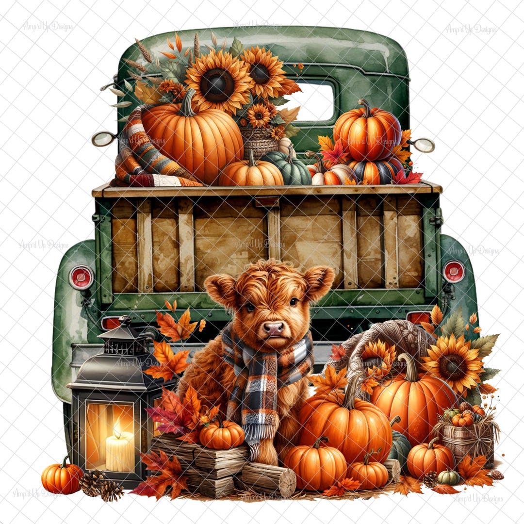 Fall Highland Cow PNG, Digital Download, Sublimation, Highland Cow ...