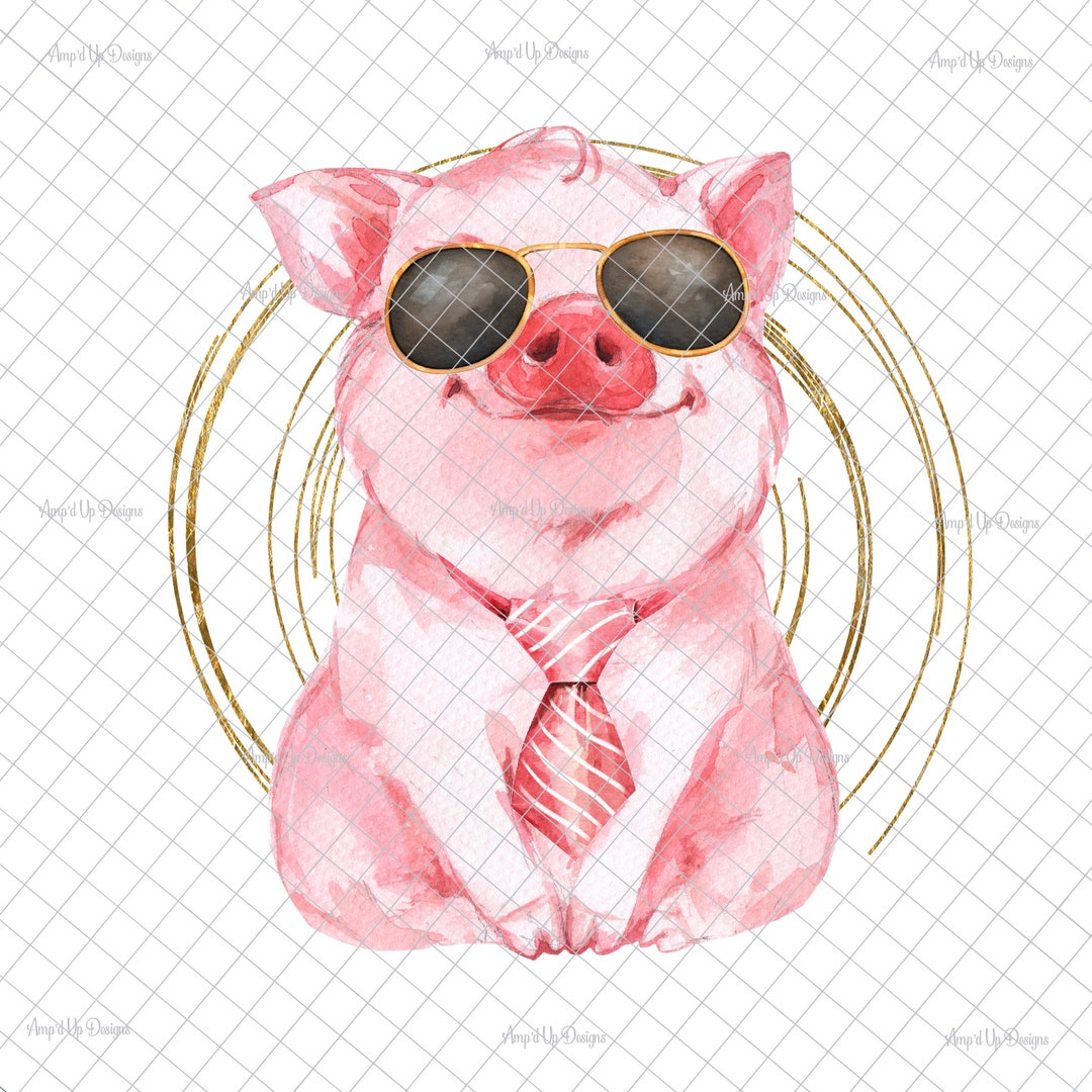 Cool Pig Clear Laser Printed Waterslide, Cool Pig, Pig With Sunglasses ...