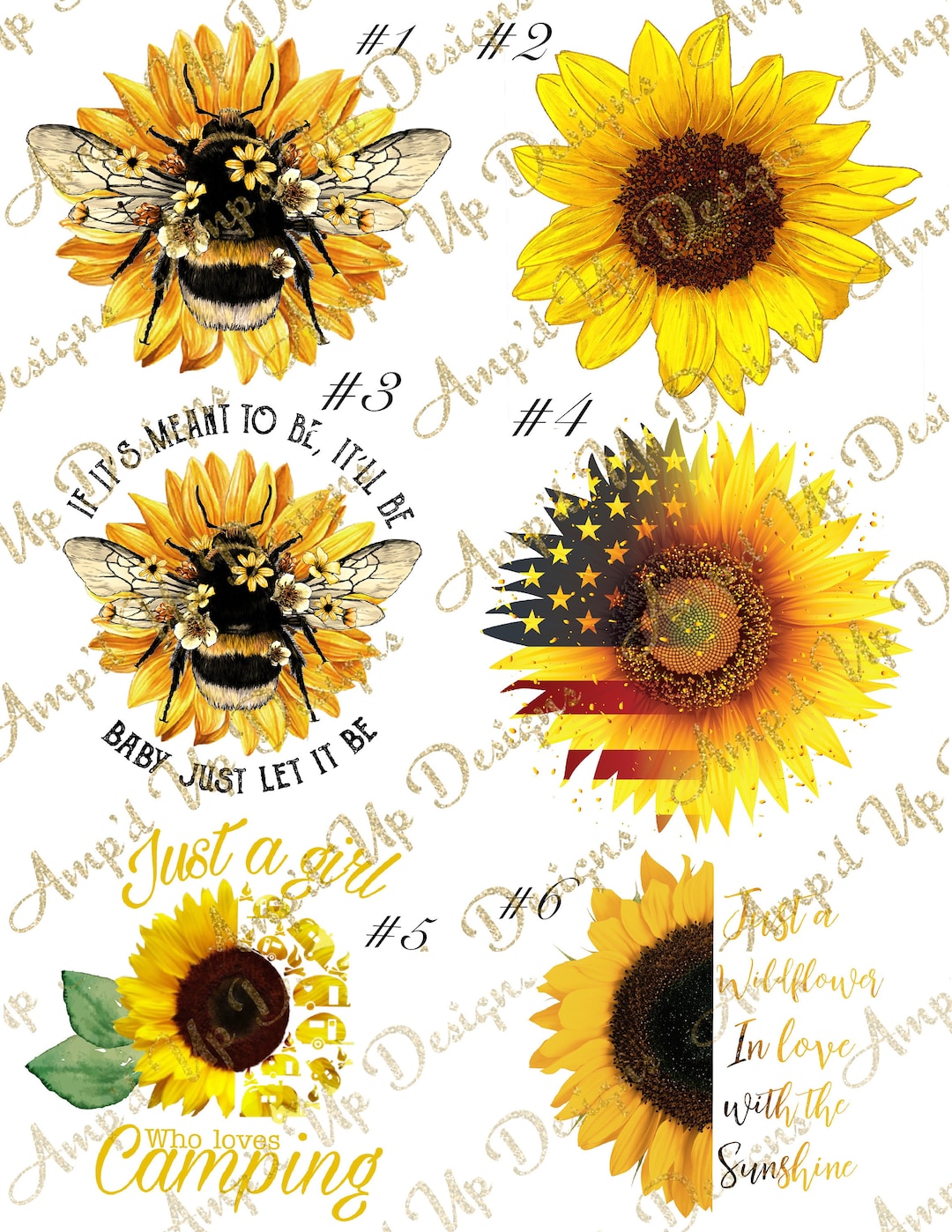 Sunflower Clear Laser Printed Waterslide Image, Tumbler Supplies ...
