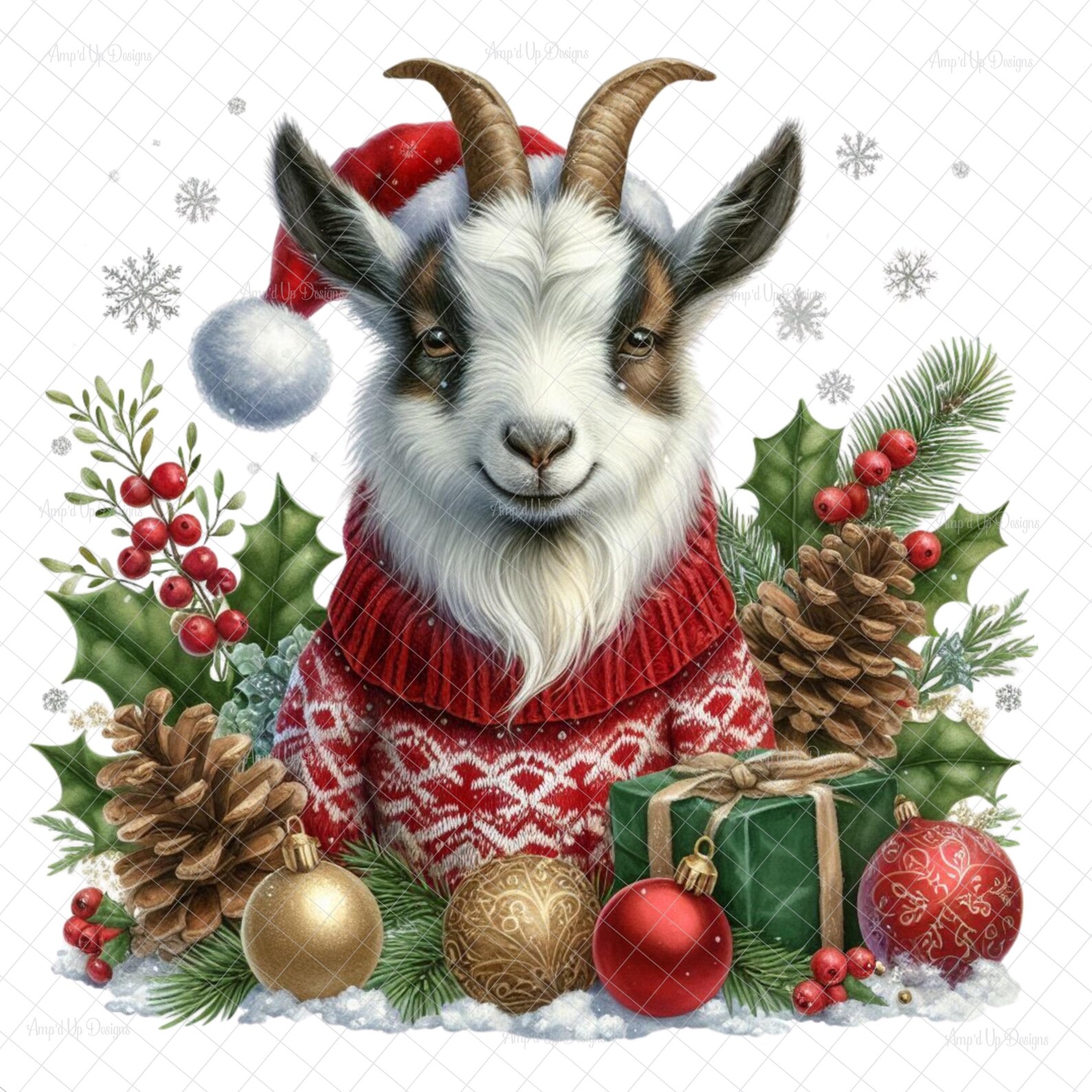 Christmas Goat PNG, Sublimation, Door Hanger, Goat Images, PNG Graphics ...