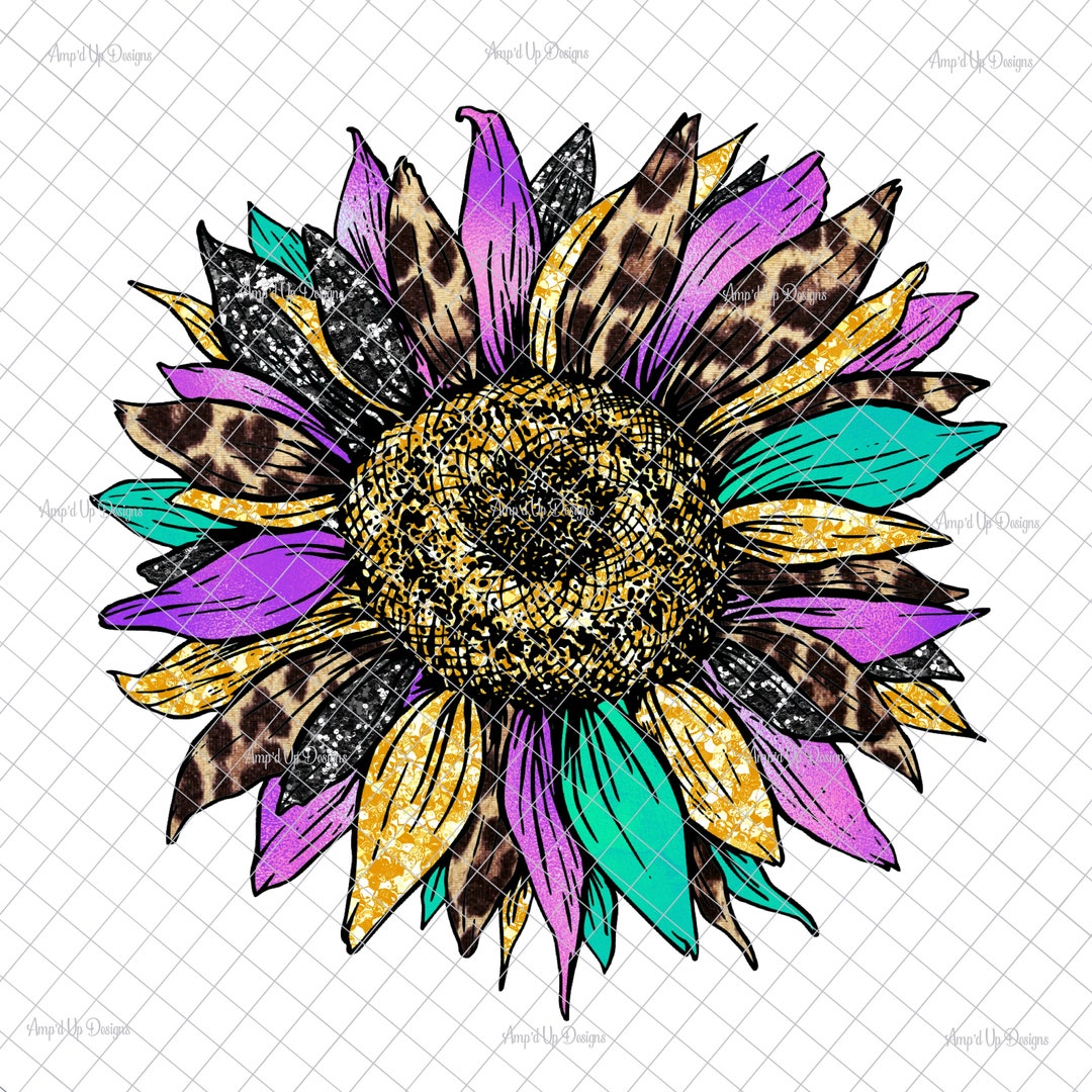 Colorful Leopard Sunflower Clear Laser Printed Waterslide, Flower Image ...