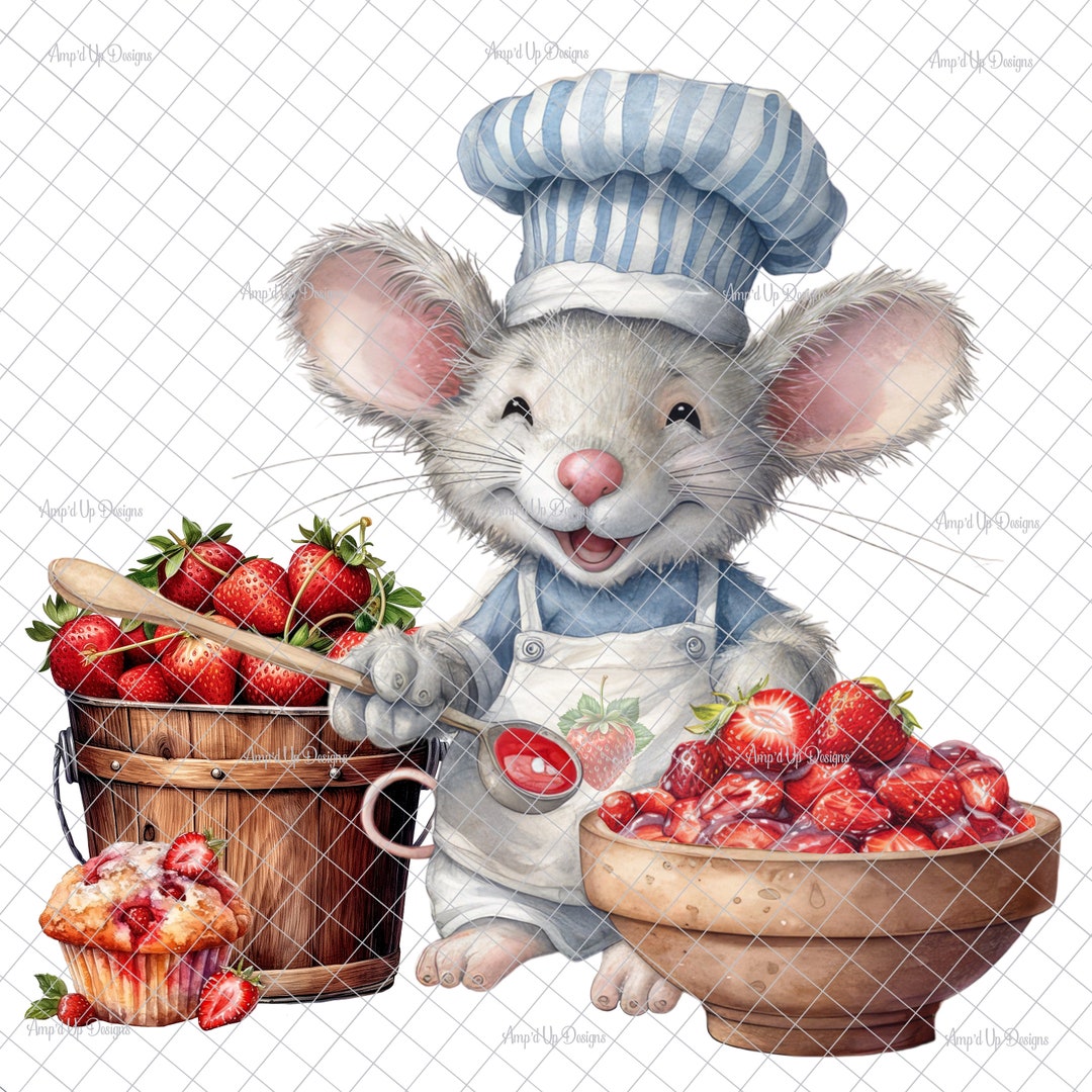 Strawberry Mouse PNG, Digital Download, Sublimation, Strawberry Image ...