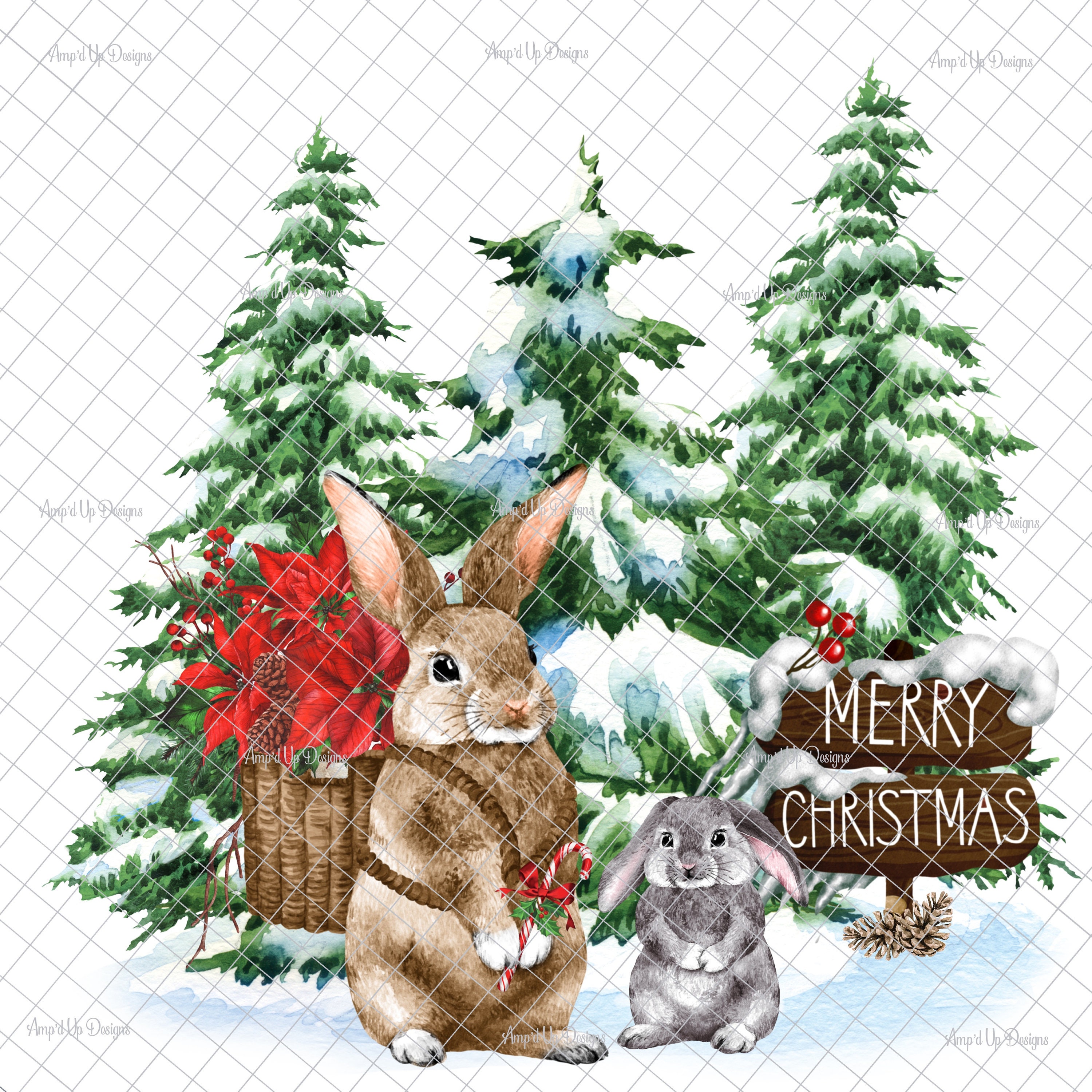 Merry Christmas Bunny PNG Christmas PNG Digital Christmas - Etsy