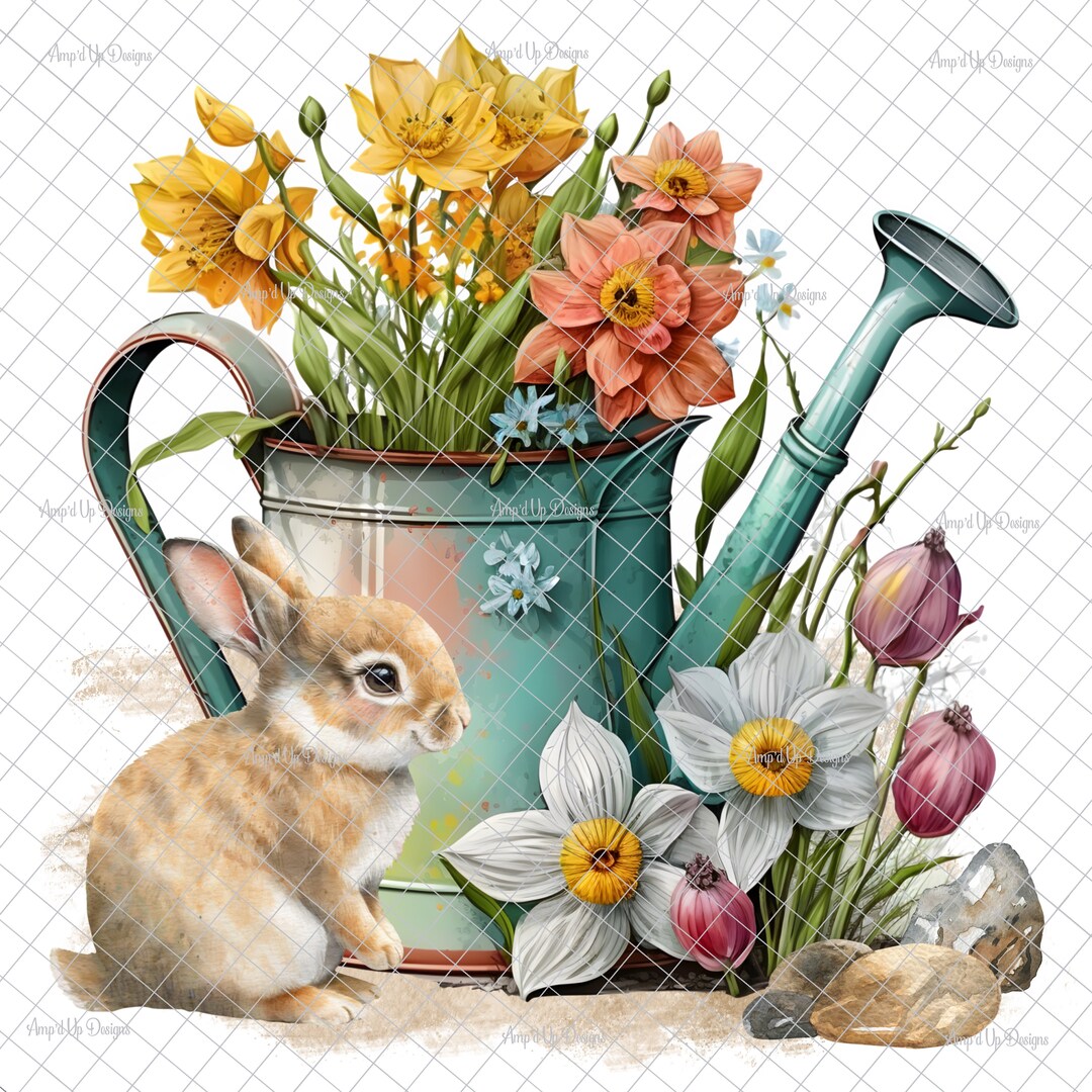 Spring Bunny PNG, Sublimation, Tulips Easter Images, Spring Images ...