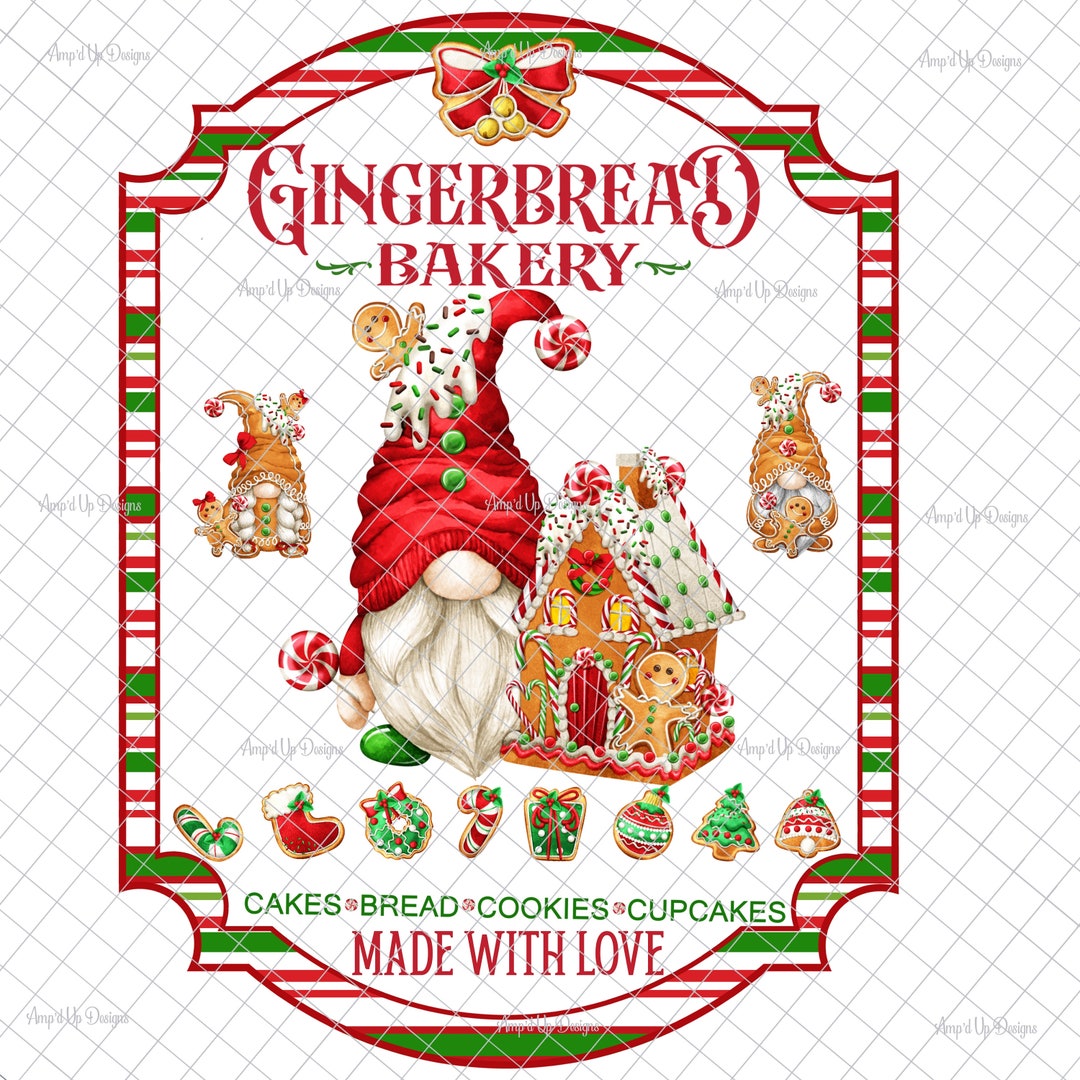 Gingerbread Bakery Gnome PNG, Gnome Tumblers, Sublimation, Christmas ...