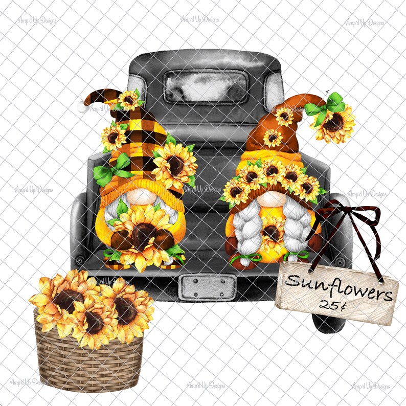 Sunflower Gnome PNG, Digital Download, Sublimation Graphics, Cute Gnome ...