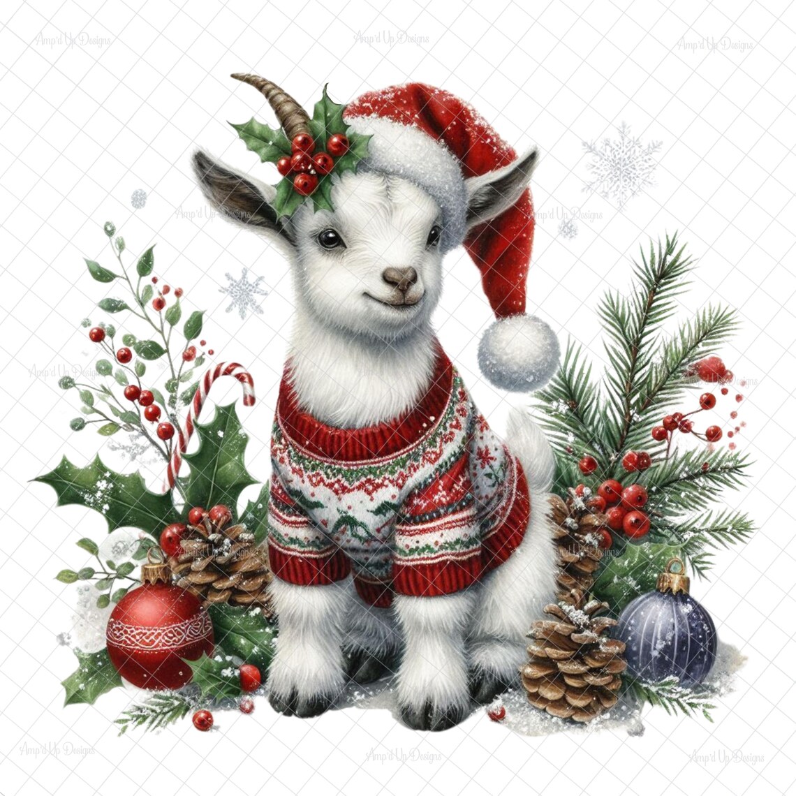 Christmas Goat PNG, Sublimation, Door Hanger, Goat Images, PNG Graphics ...