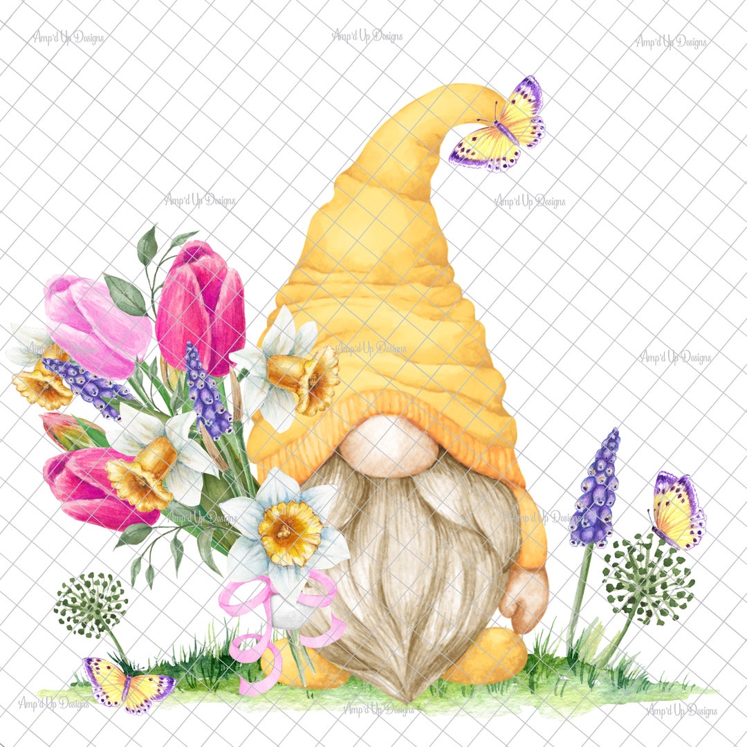 Spring Yellow Gnome PNG, Gnome PNG Graphics, Sublimation, Gnome Image ...