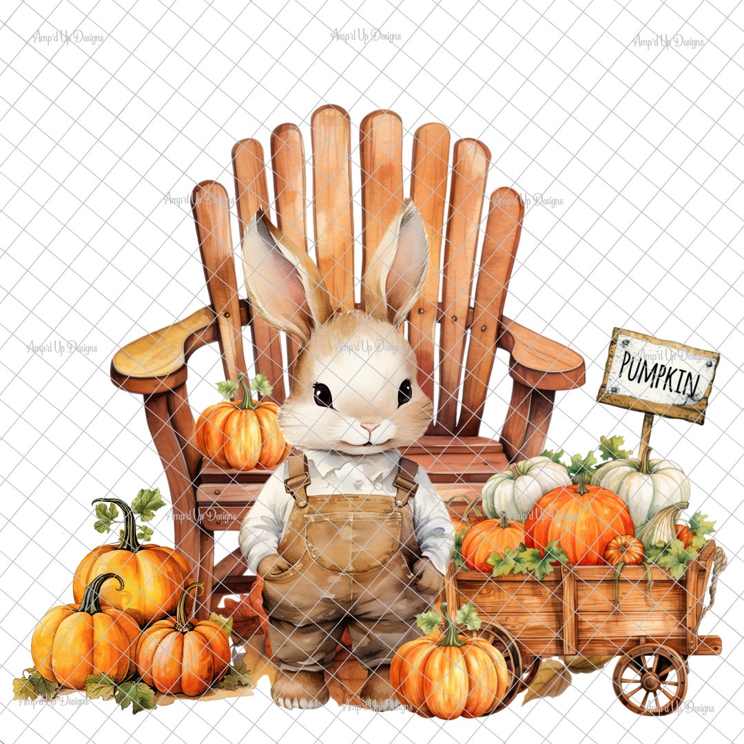 Hello Fall Bunny PNG, PNG Graphic, Digital, Fall Bunny, Bunny Decal ...