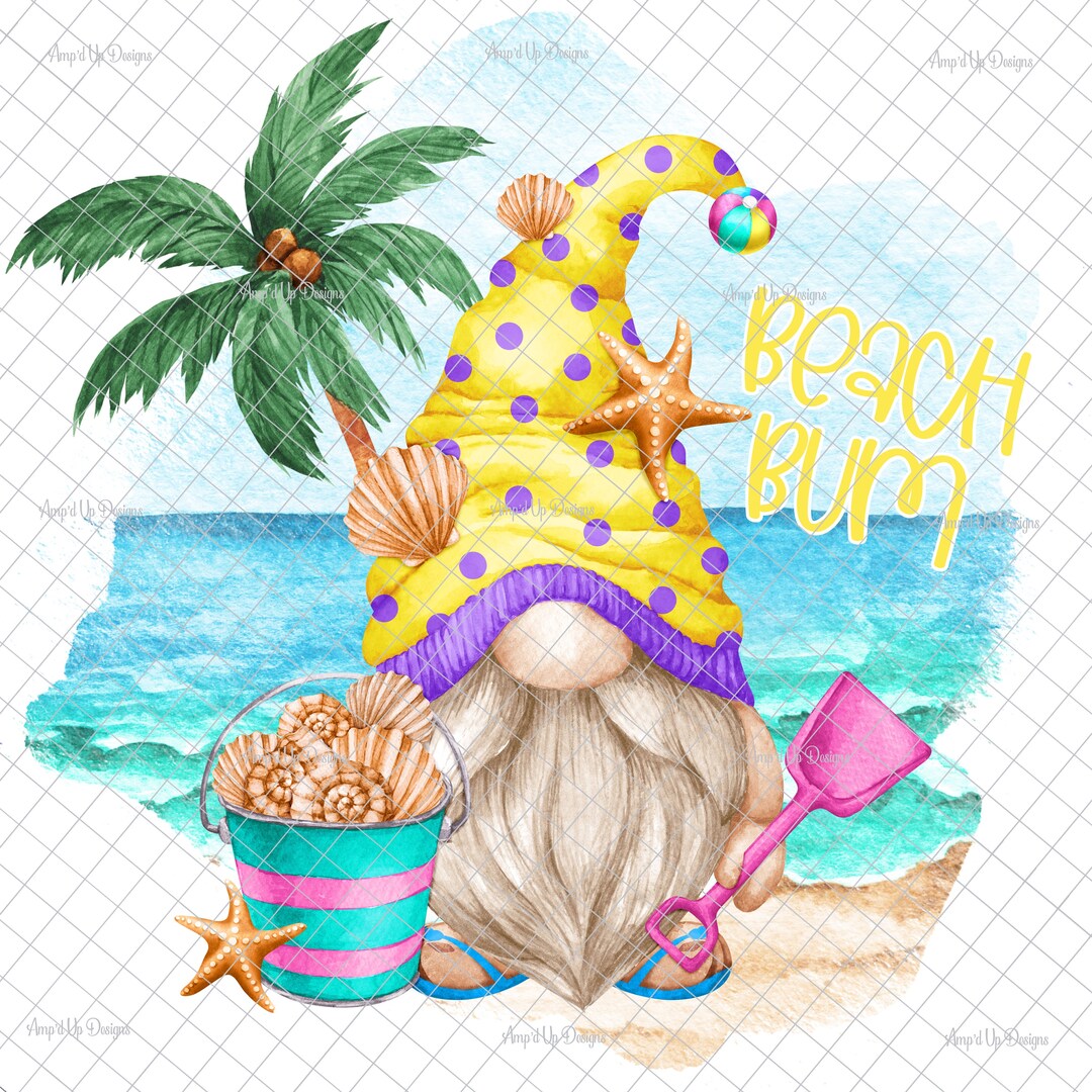 Beach Bum Gnome PNG, Digital Download, Sublimation, Summer Gnomes ...