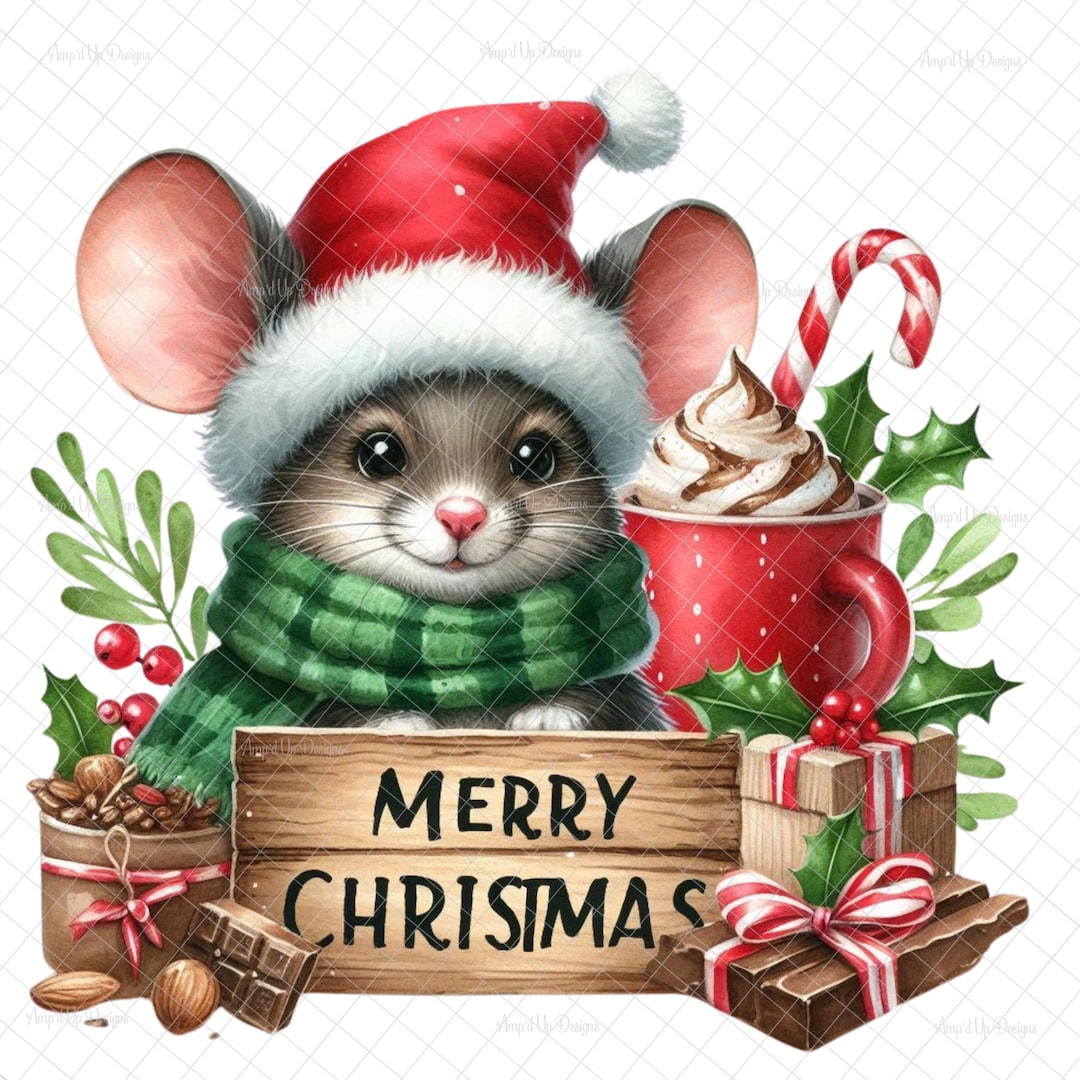 Christmas Mouse PNG, Digital Download, Sublimation, Mouse Image, Winter ...