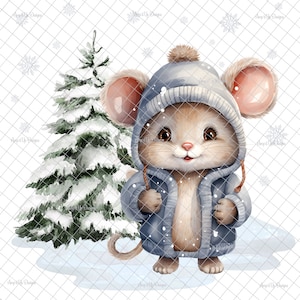 Christmas Mouse PNG, Digital Download, Sublimation, Mouse Image, Winter ...