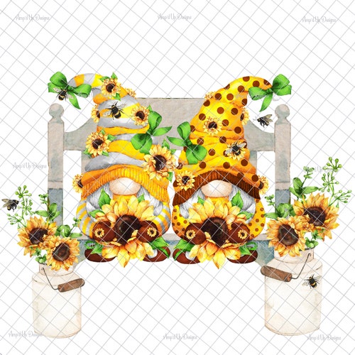 Sunflower Gnome Clipart Summer Gnome PNG Digital Graphics - Etsy