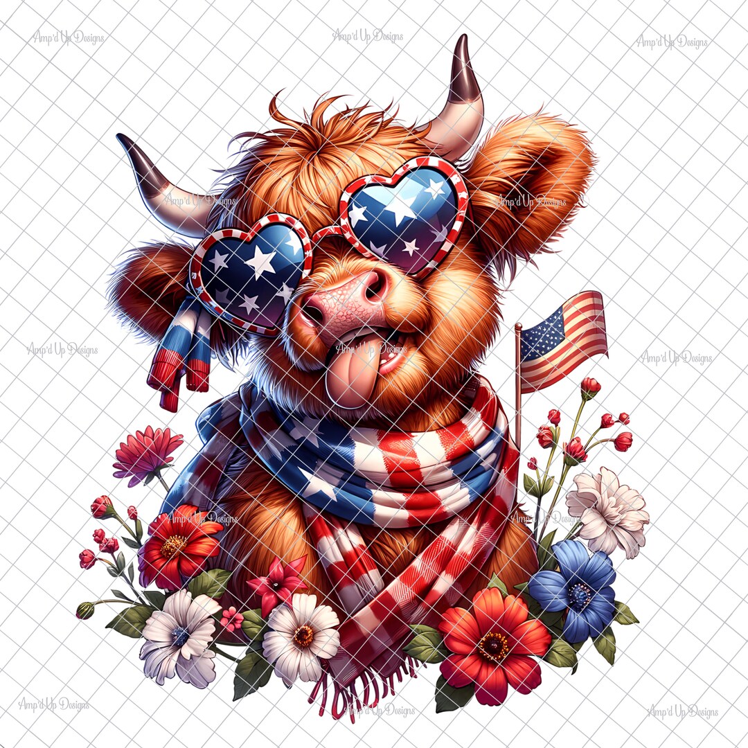 Patriotic Cow Clear Laser Printed Waterslide Image, Cow Decal, Cow ...