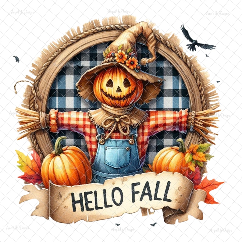 Hello Fall Scarecrow PNG, Scarecrow Images, Digital, Scarecrow Decal ...