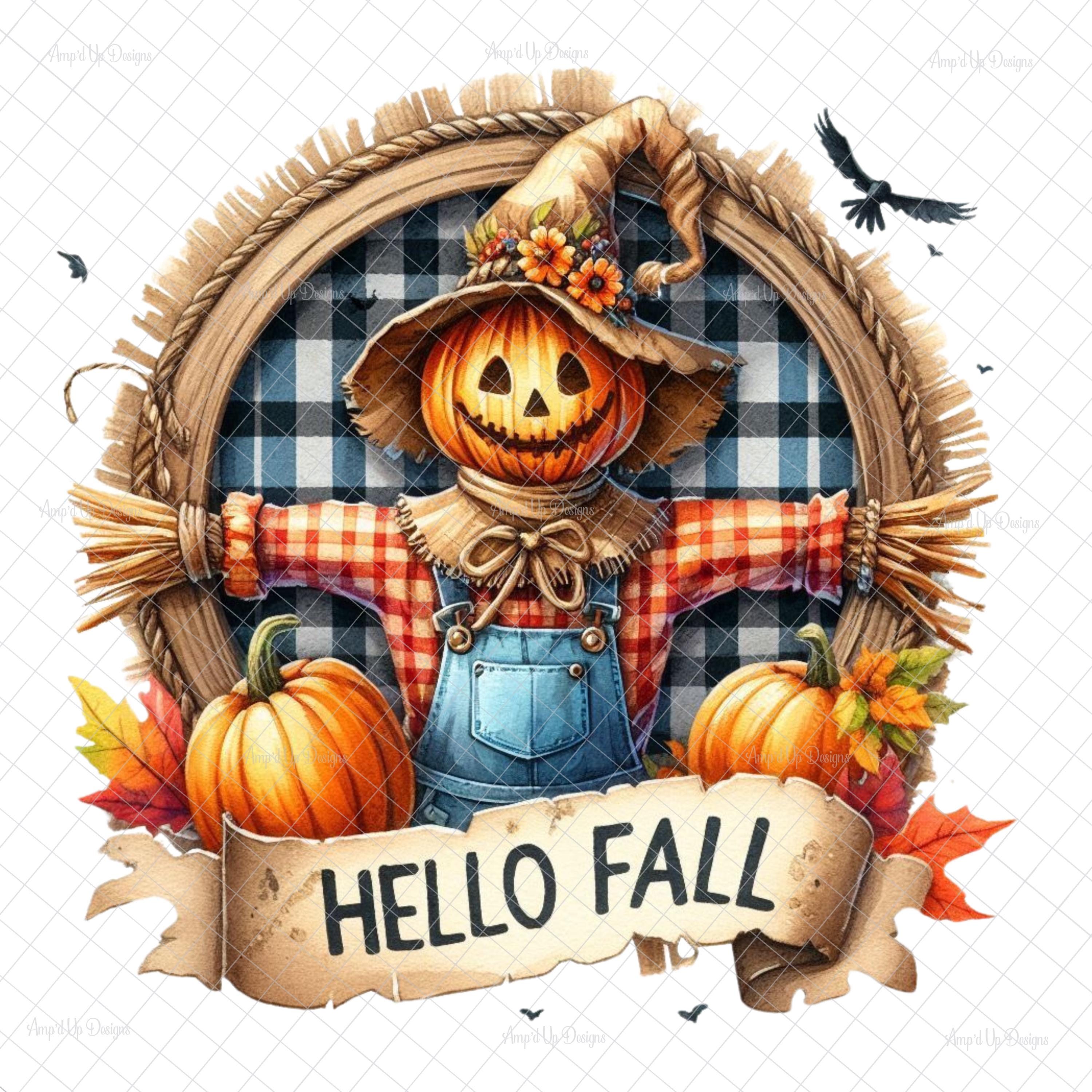 Hello Fall Scarecrow PNG, Scarecrow Images, Digital, Scarecrow Decal ...