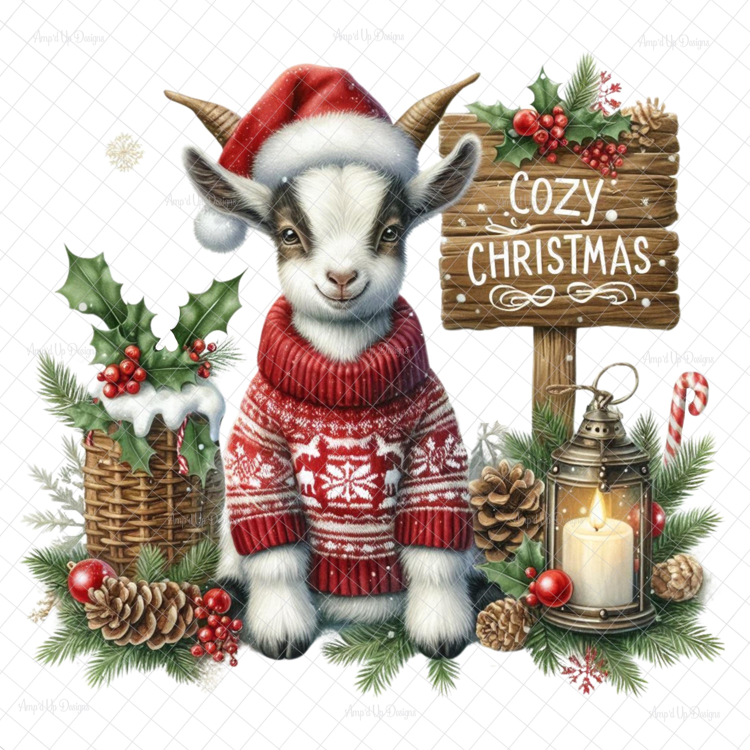 Christmas Goat PNG, Sublimation, Door Hanger, Goat Images, PNG Graphics ...