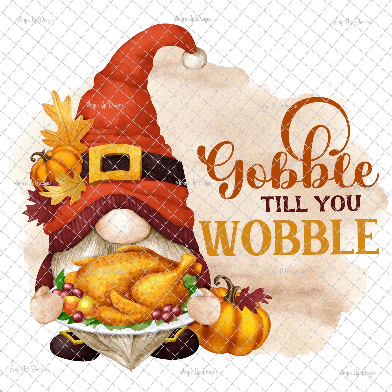 Gobble Till You Wobble PNG Pilgrim Digital Download Gnome - Etsy
