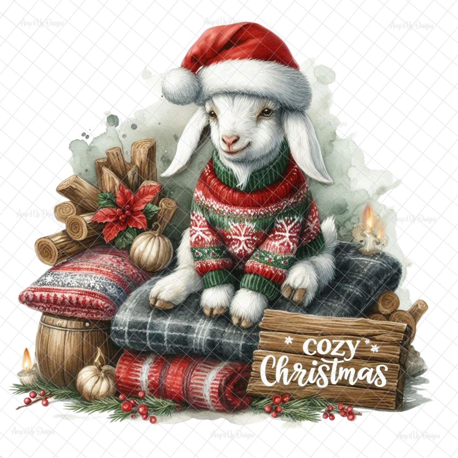 Christmas Goat PNG, Sublimation, Door Hanger, Goat Images, PNG Graphics ...
