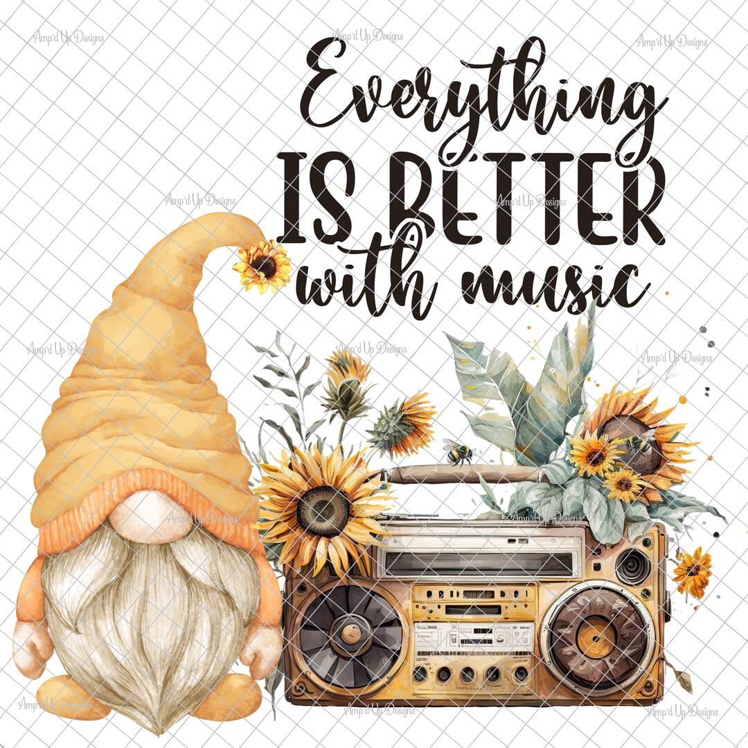 Life is Better With Music PNG, Music Png, Music Gnome, Gnome Decal ...