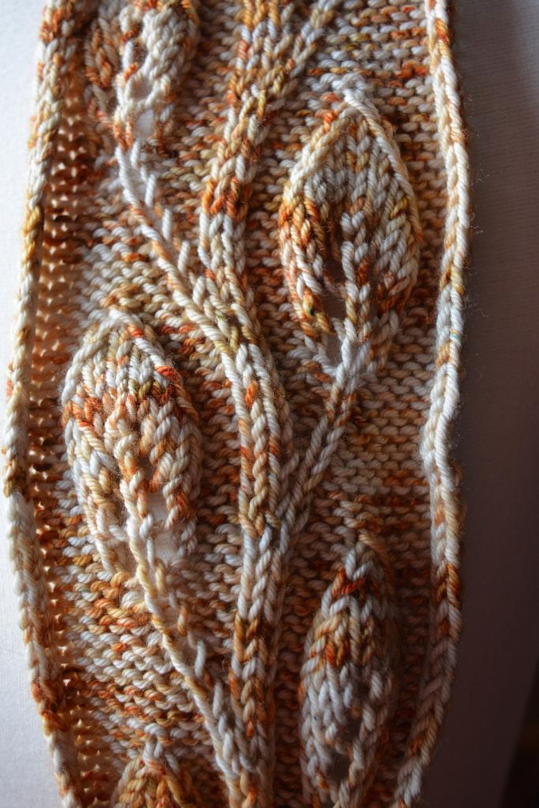 Cream, Beige, Tan, Burnt Orange and Brown Merino Wool Vines and Leaves ...
