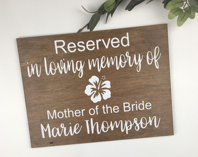 Reserved in Loving Memory of Mother of the Bride - Wedding Memorial ...