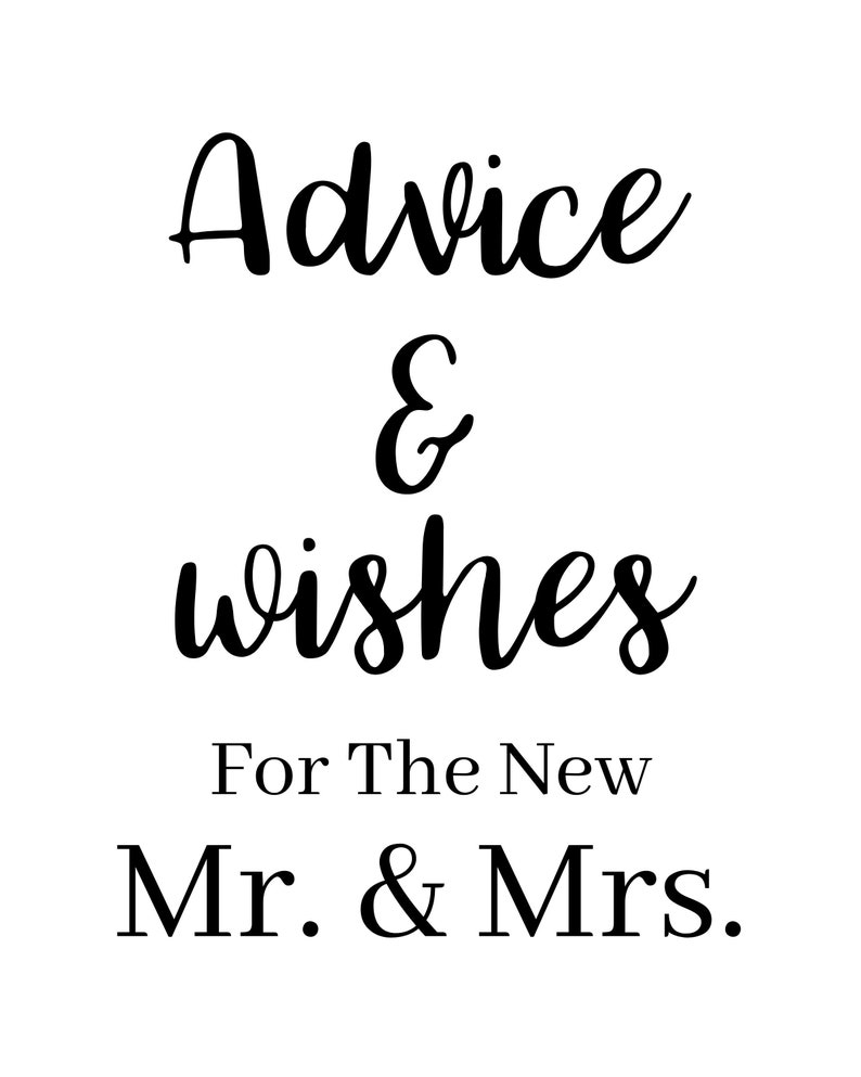 Printable Advice And Wishes For The New Mr And Mrs Instant Etsy