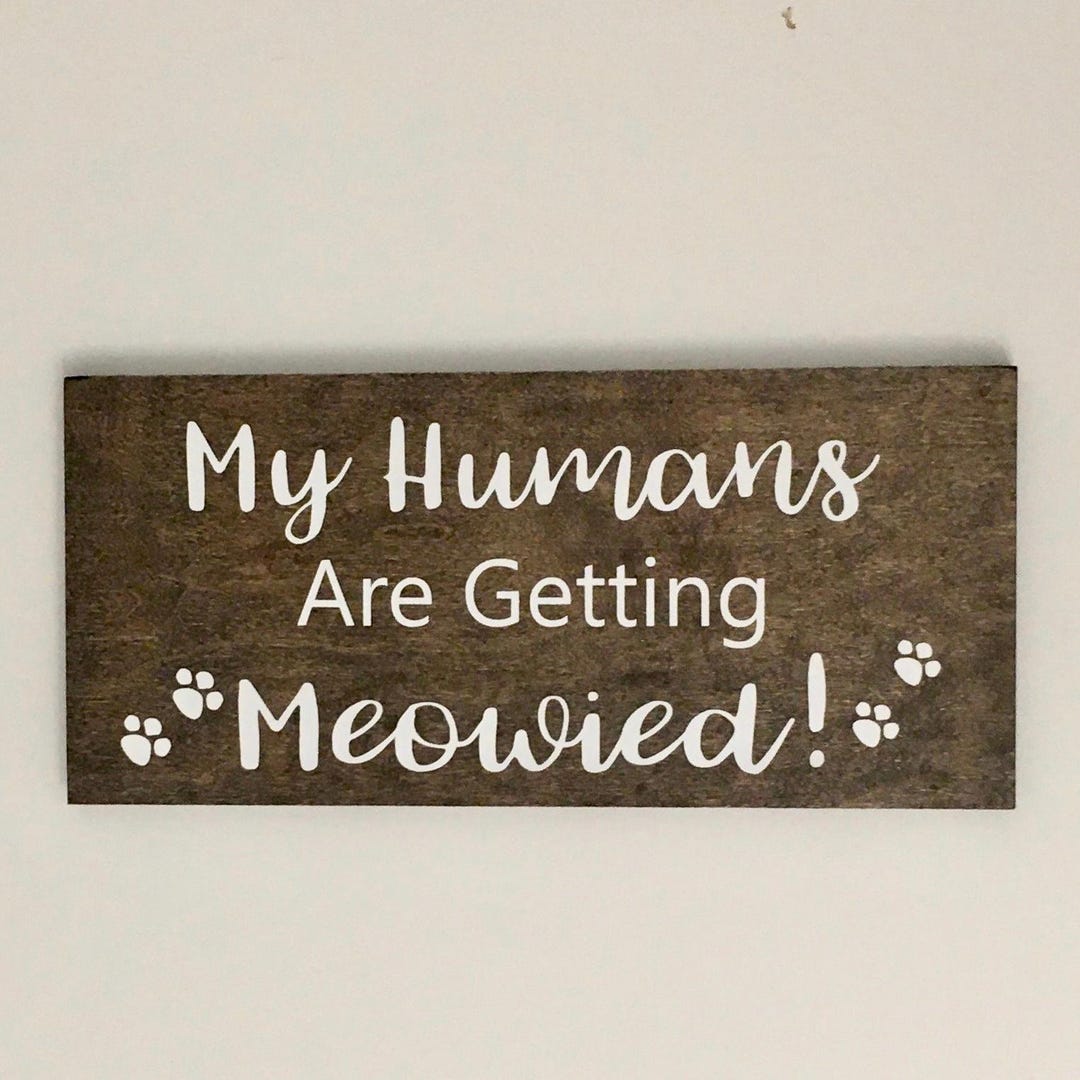 Cat Wedding Sign - My Humans Are Getting Meowied! - Handmade Maple Wood ...