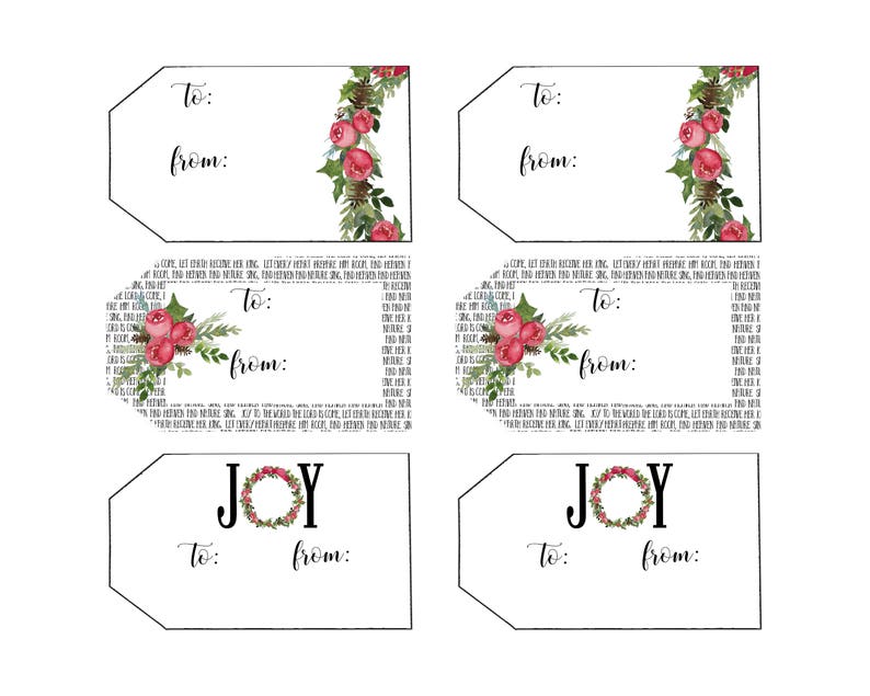 Printable Christmas "joy to the World" Gift Tag Jpg File | DIY Gift ...