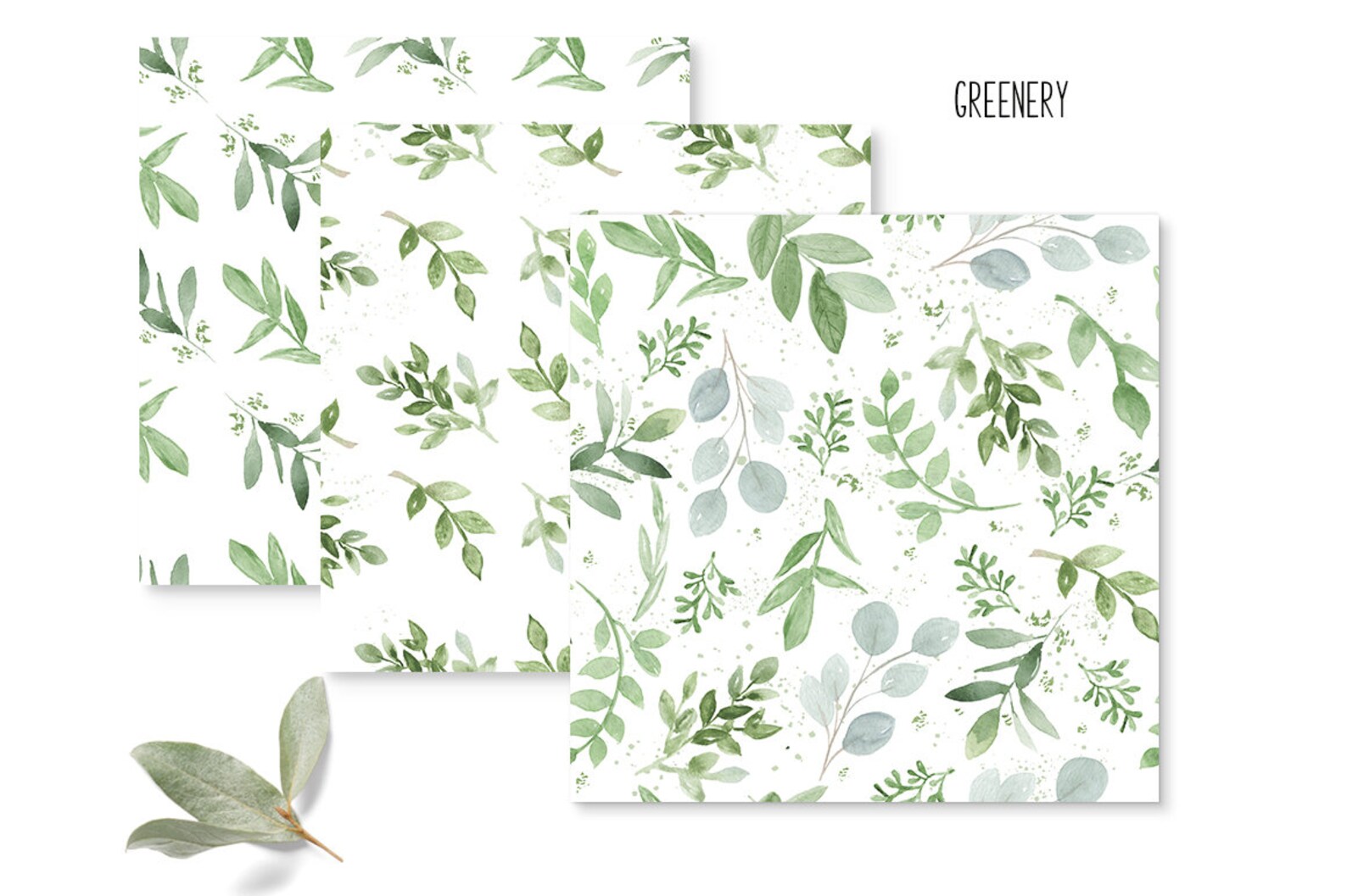 8 Watercolor Greenery Digital Papers Seamless Repeatable - Etsy